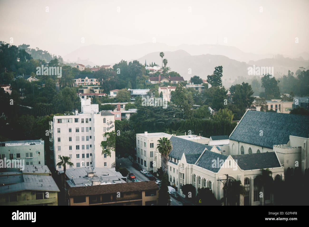 View of Hollywood Hills from Window, Hollywood, California, USA Stock ...
