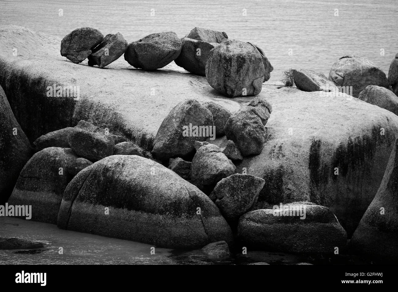 Cluster of Large Boulders on Beach, Cape Town, South Africa Stock Photo ...