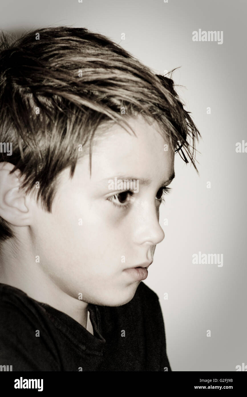 Serious Young Boy, Portrait Stock Photo - Alamy