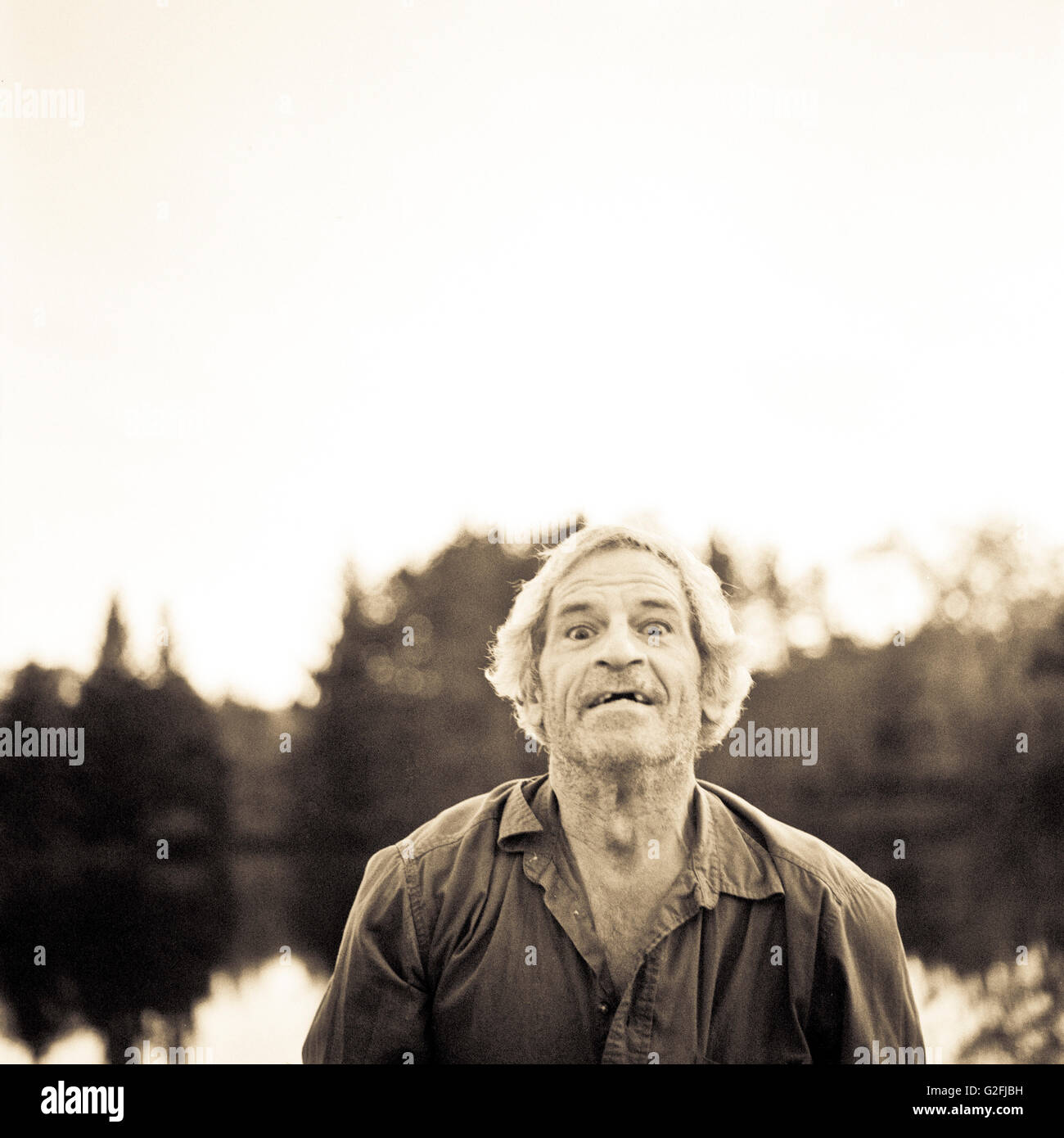 Wild Eyed Man with Missing Teeth Stock Photo - Alamy