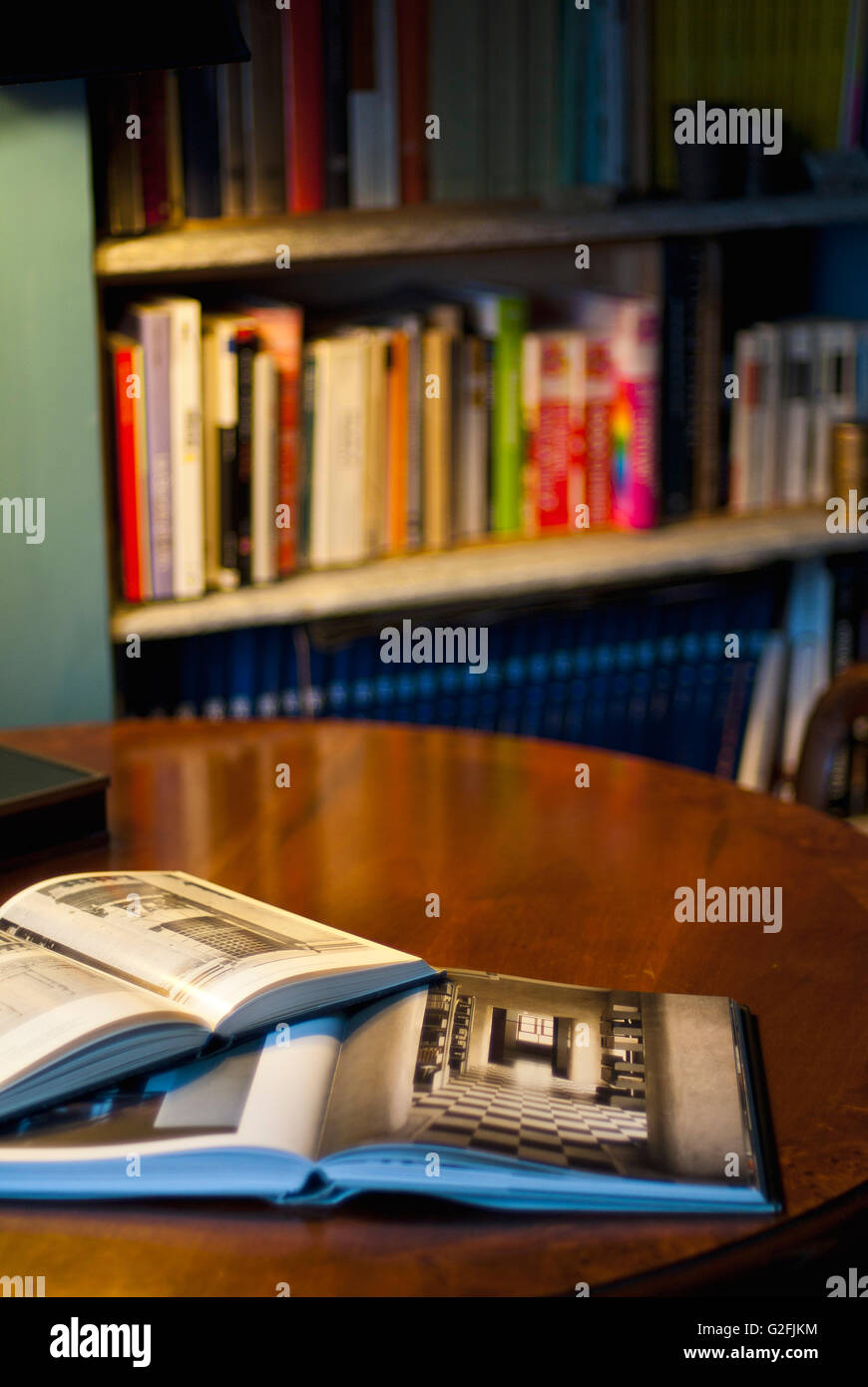 Architecture Books on Table with Bookshelves filled with Books in ...