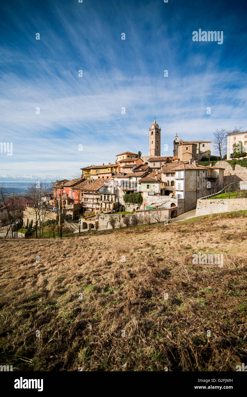 Hillside Village, Monforte d'Alba, Italy Stock Photo - Alamy