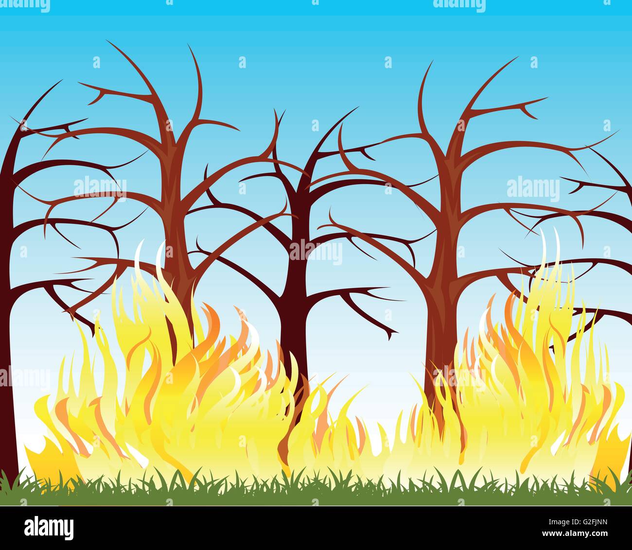 The Natural disaster fire in wood.Vector illustration Stock Vector ...