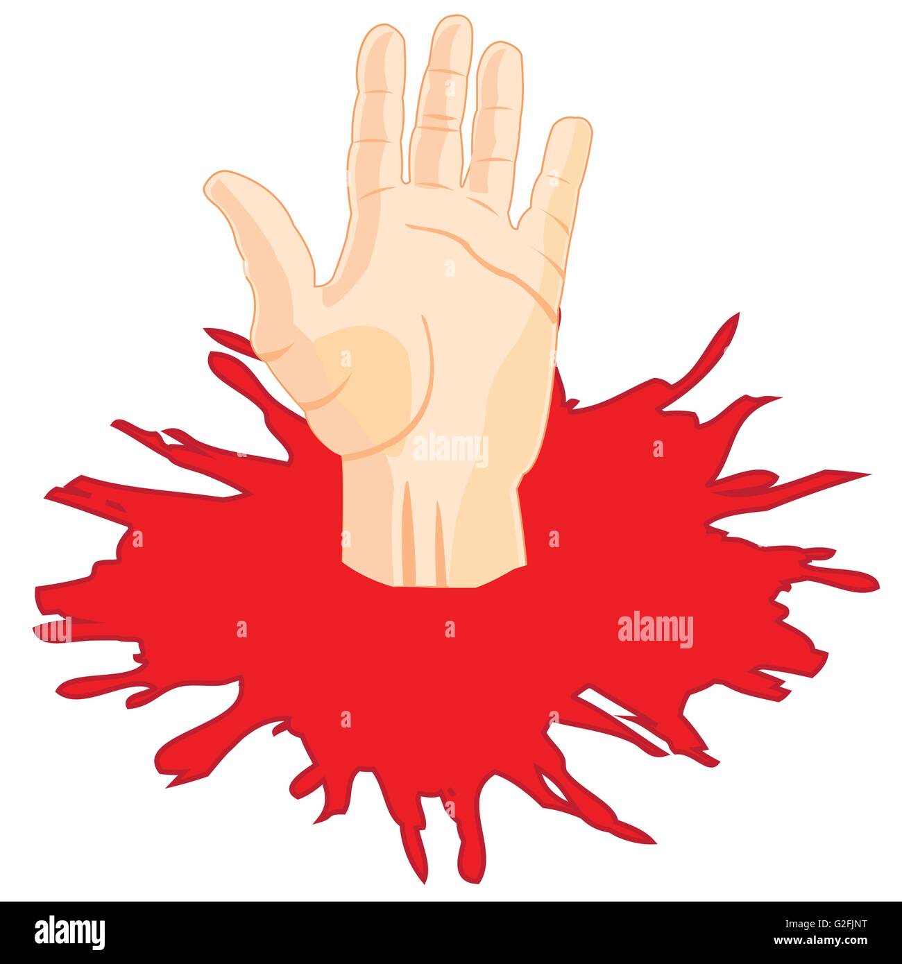 Human hand in puddle of the red liquid Stock Vector Image & Art - Alamy
