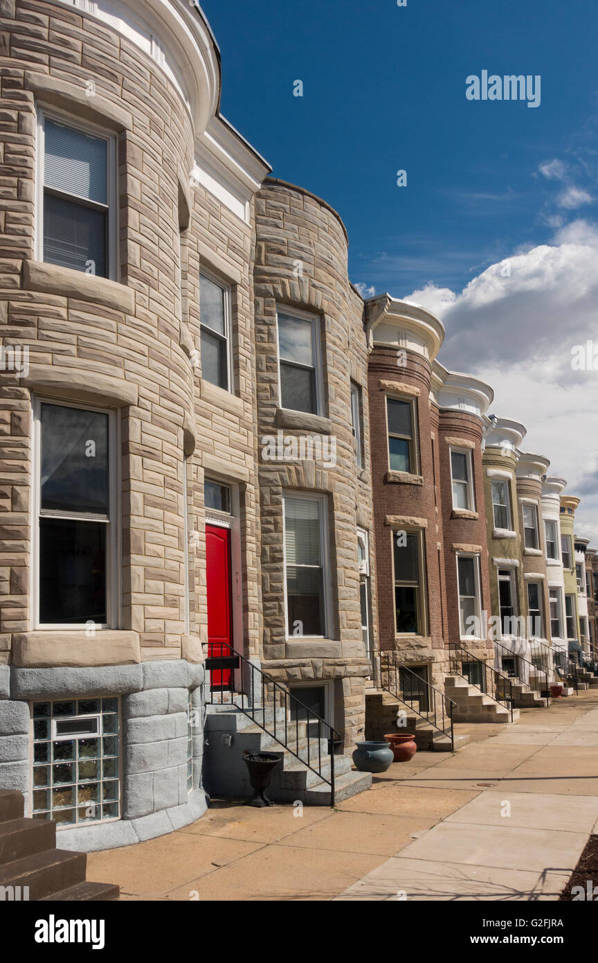 row houses historic district Baltimore Maryland Stock Photo - Alamy