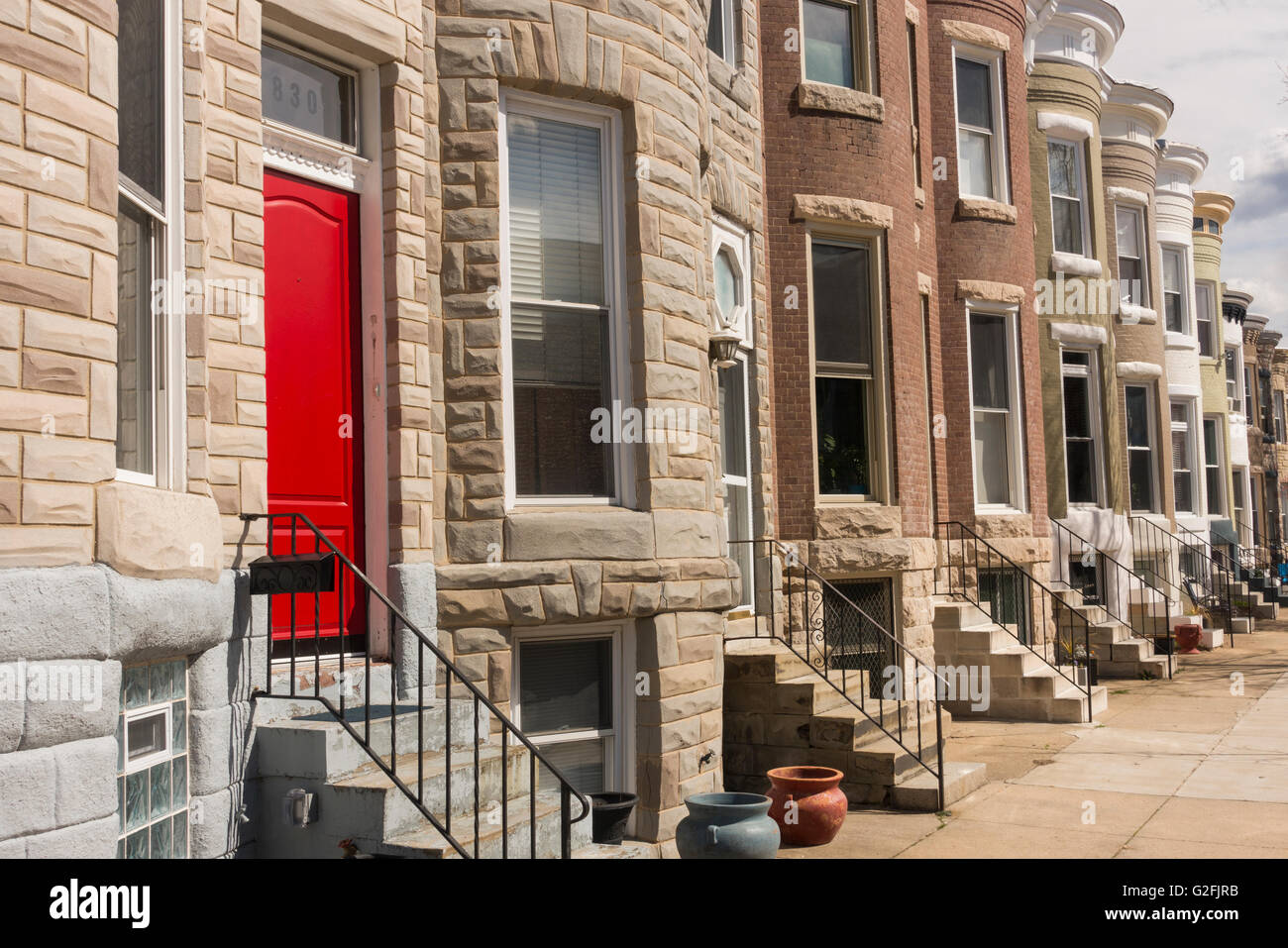 row houses historic district Baltimore Maryland Stock Photo - Alamy