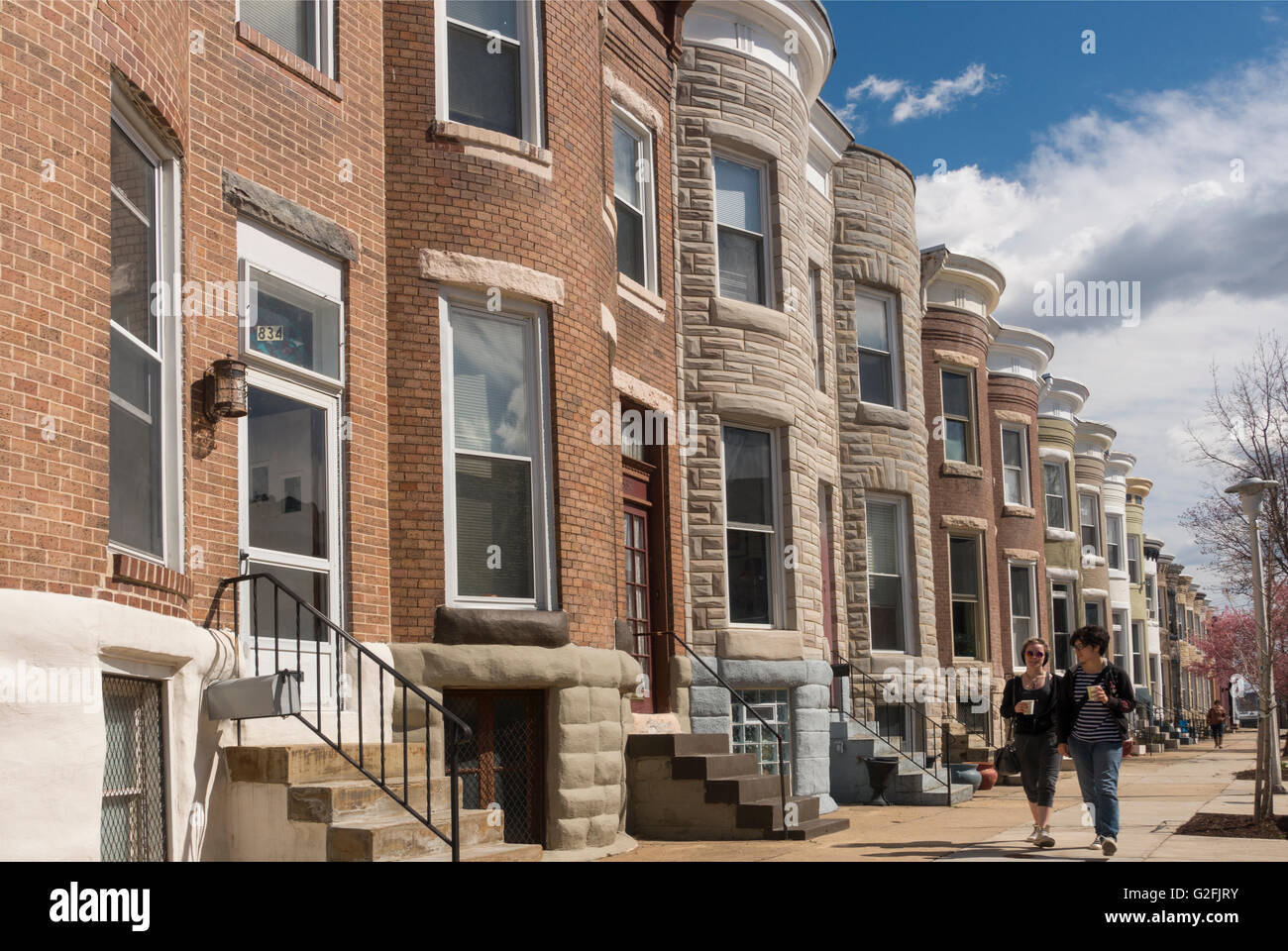 row houses historic district Baltimore Maryland Stock Photo - Alamy