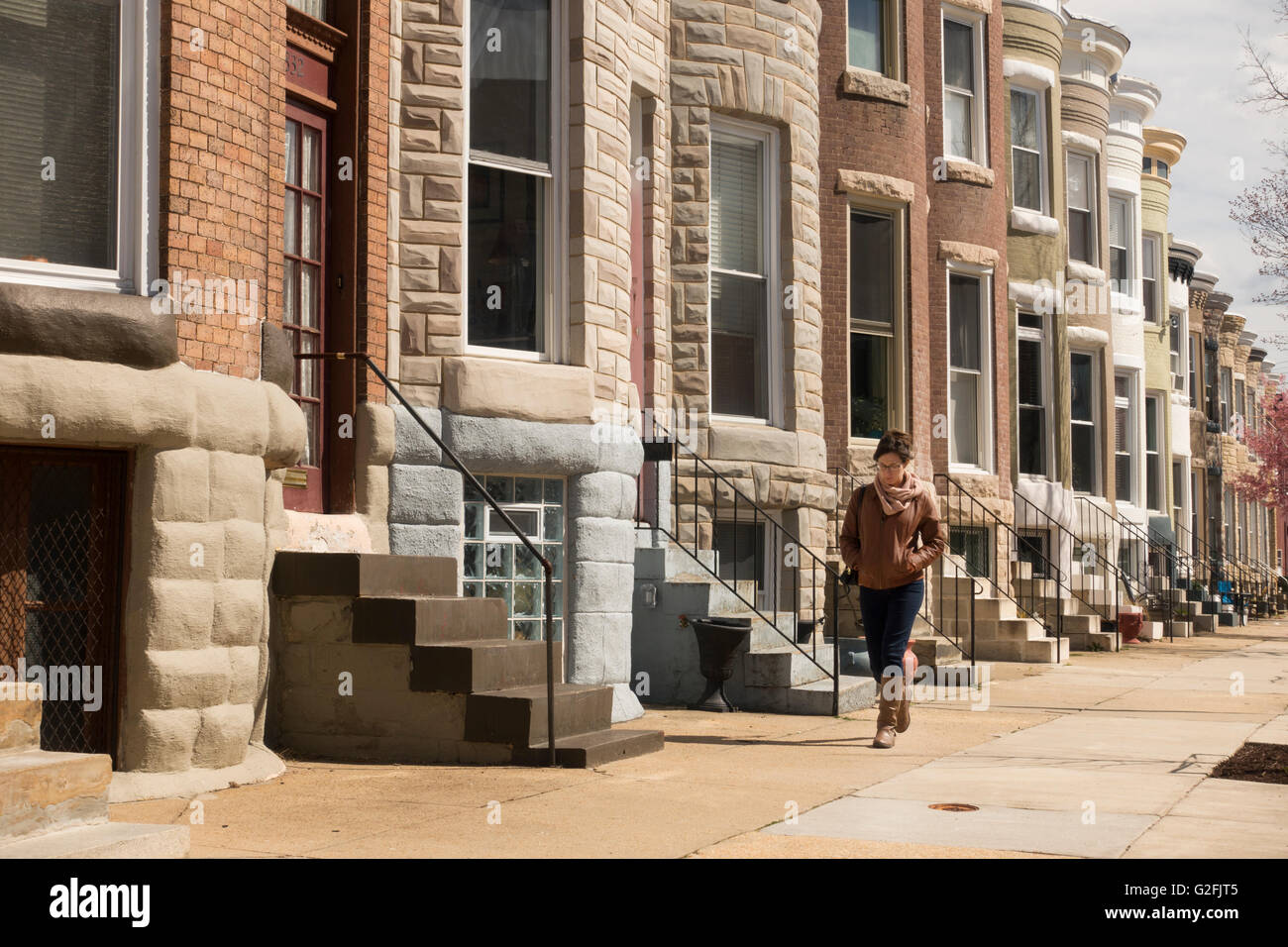 row houses historic district Baltimore Maryland Stock Photo - Alamy