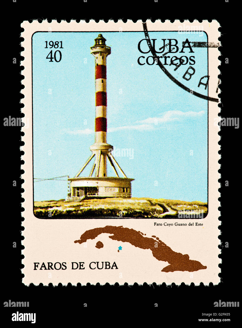 Postage stamp from Cuba depicting East Guano lighthouse Stock Photo - Alamy