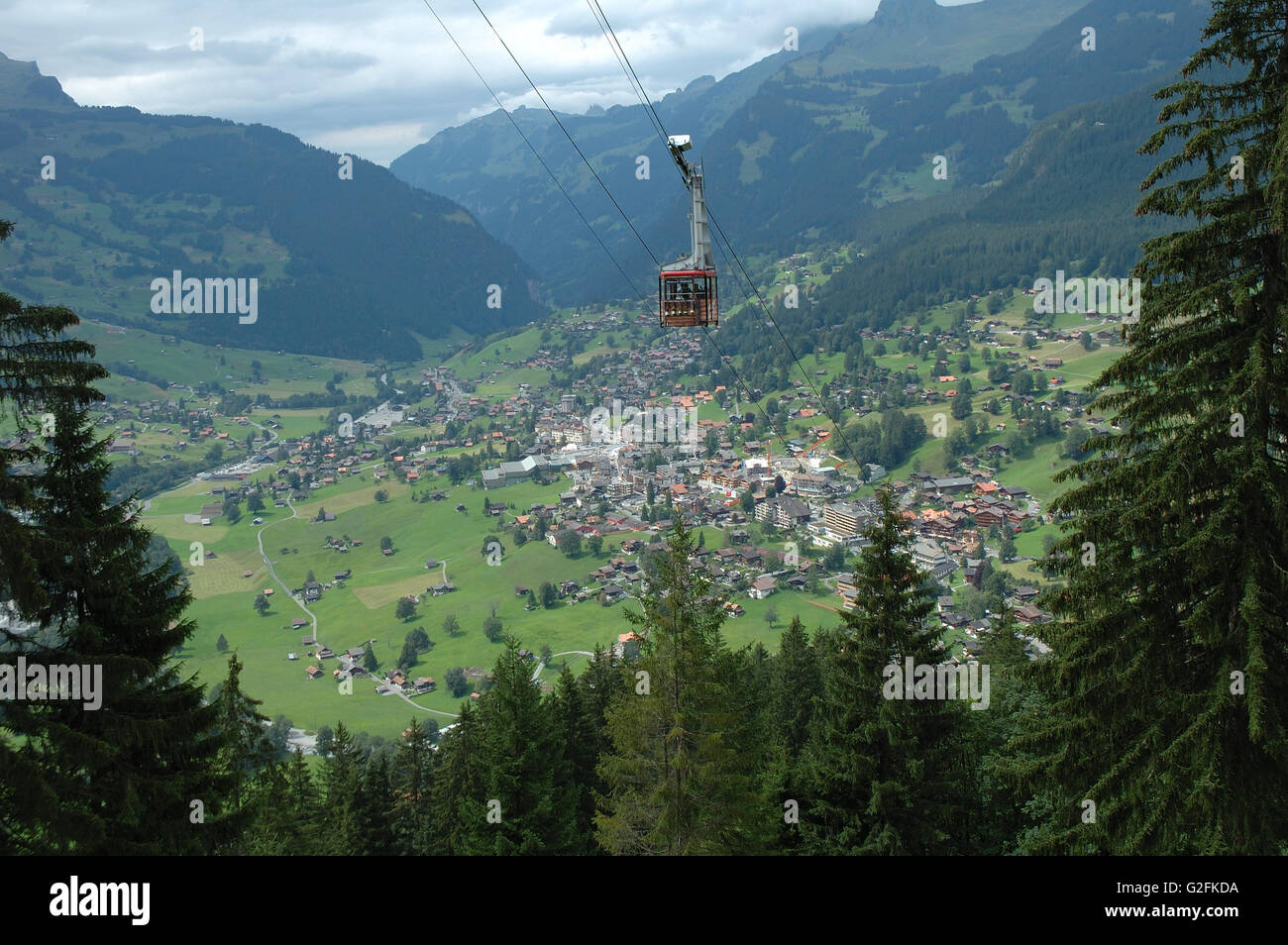 Cable car in Grindelwald city in Alps in Switzerland Stock Photo - Alamy