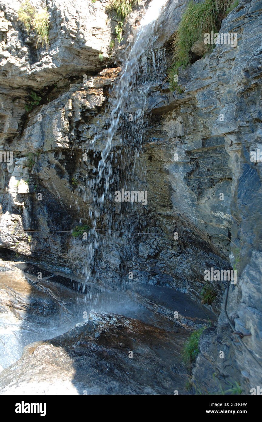 Waterfall on trail from Grindelwald to Glecksteinhutte hill station in ...