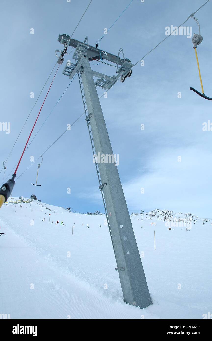 Drag lift steel support Stock Photo - Alamy