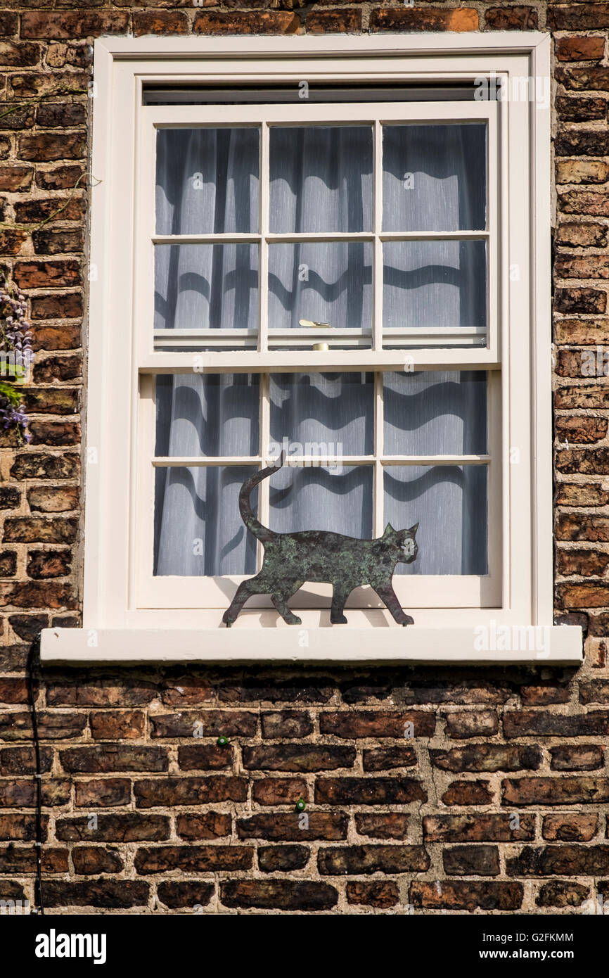Luck black cat on window sill Stock Photo - Alamy