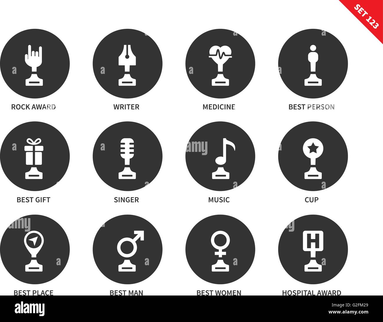 Media awards icons on white background Stock Vector Image & Art - Alamy