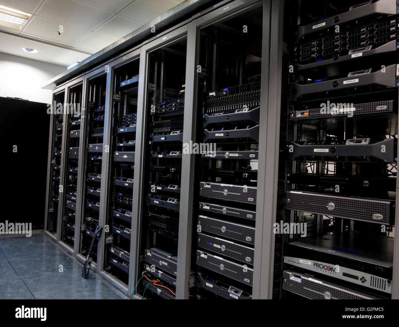 complex wiring in computer server air conditioned machine room Stock ...
