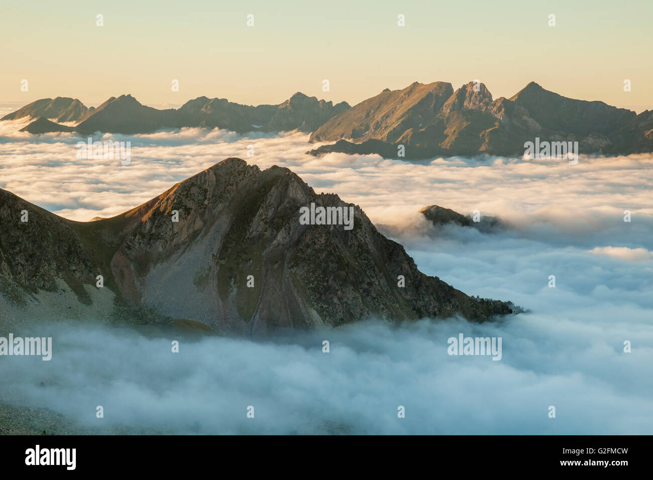 Sunset in Néouvielle Nature Reserve, Hautes-Pyrenees, France Stock ...