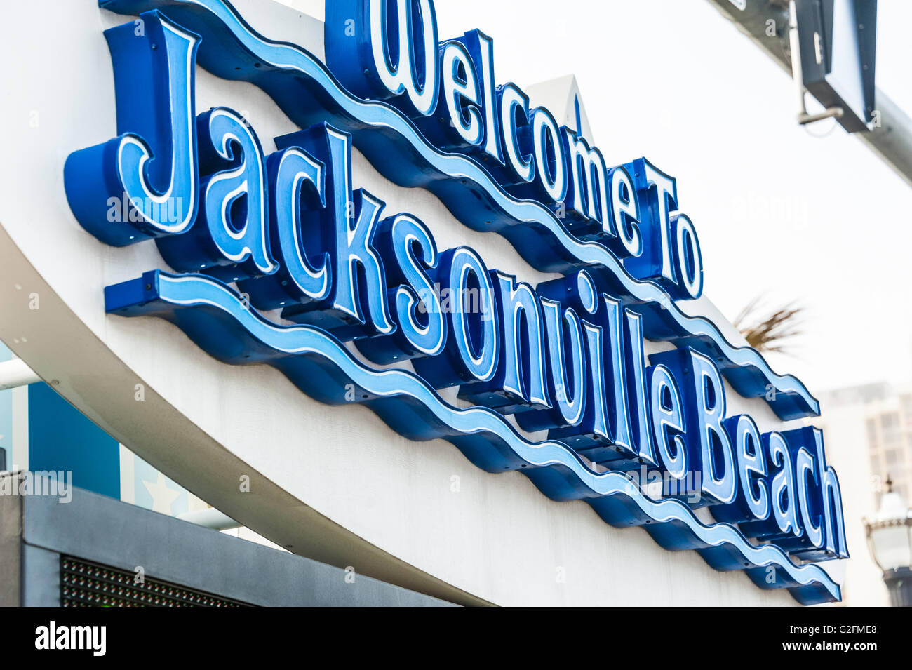 Sign welcoming visitors to Jacksonville Beach in Northeast Florida ...