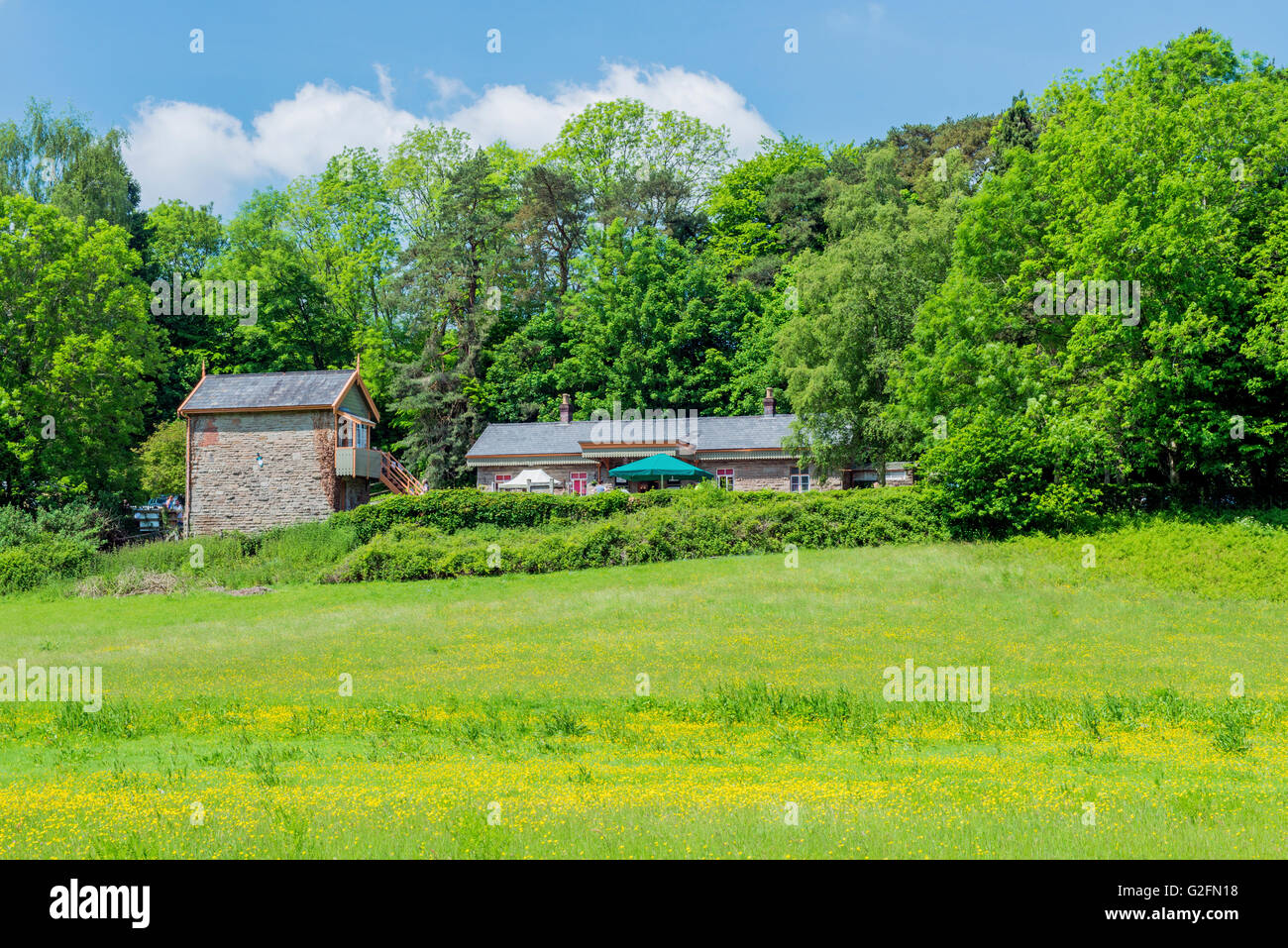 Tintern Parva Old Railway Station in the Wye Valley seen from the Wye ...