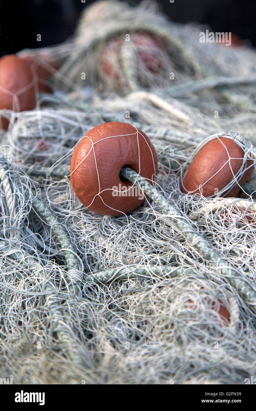 Fishing nets and floats Stock Photo - Alamy