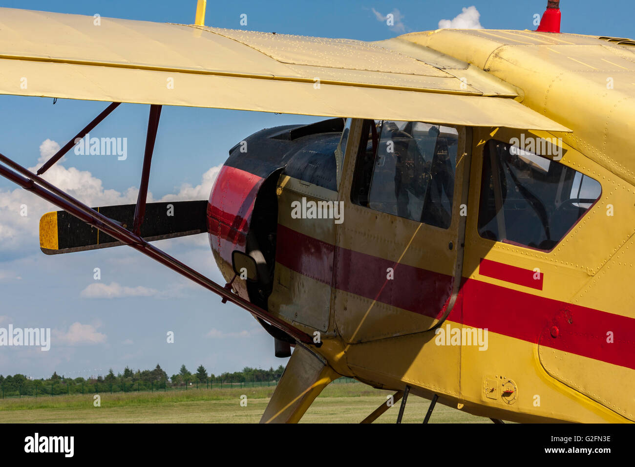 Old agricultural aircraft in closeup . Shown in detail and cockpit ...