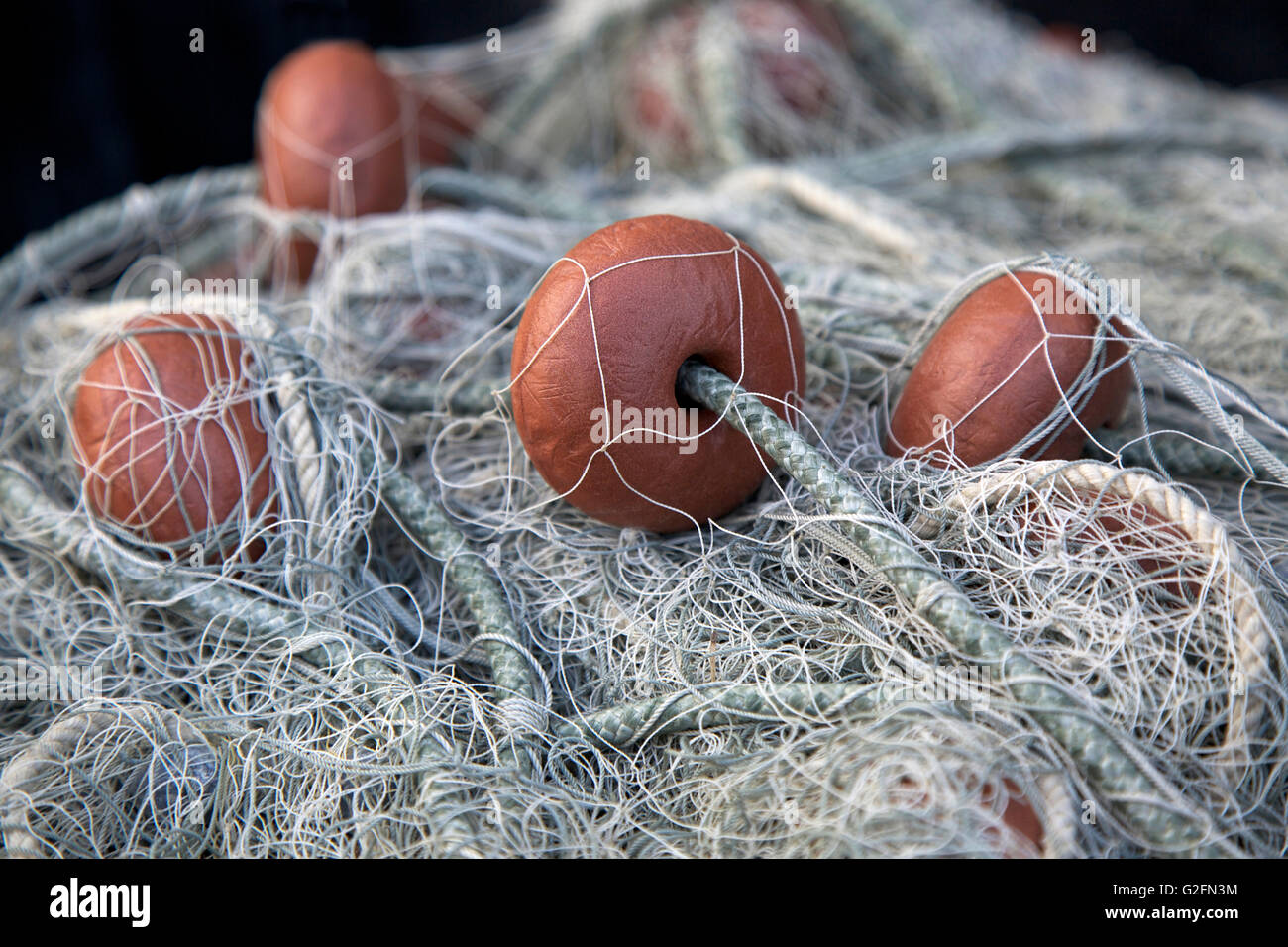 Fishing nets and floats Stock Photo - Alamy