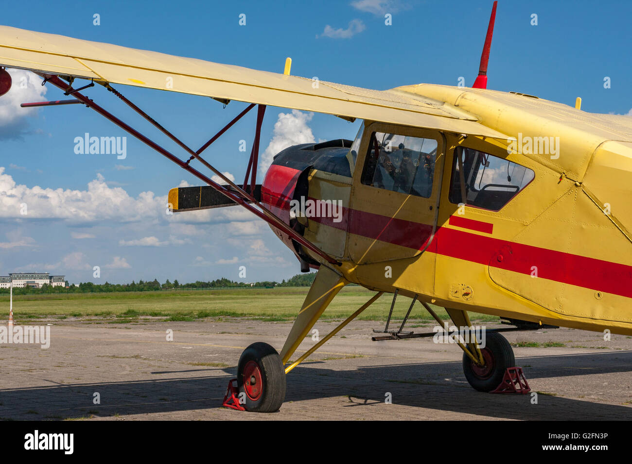 Old agricultural aircraft in closeup . Shown in detail and cockpit ...