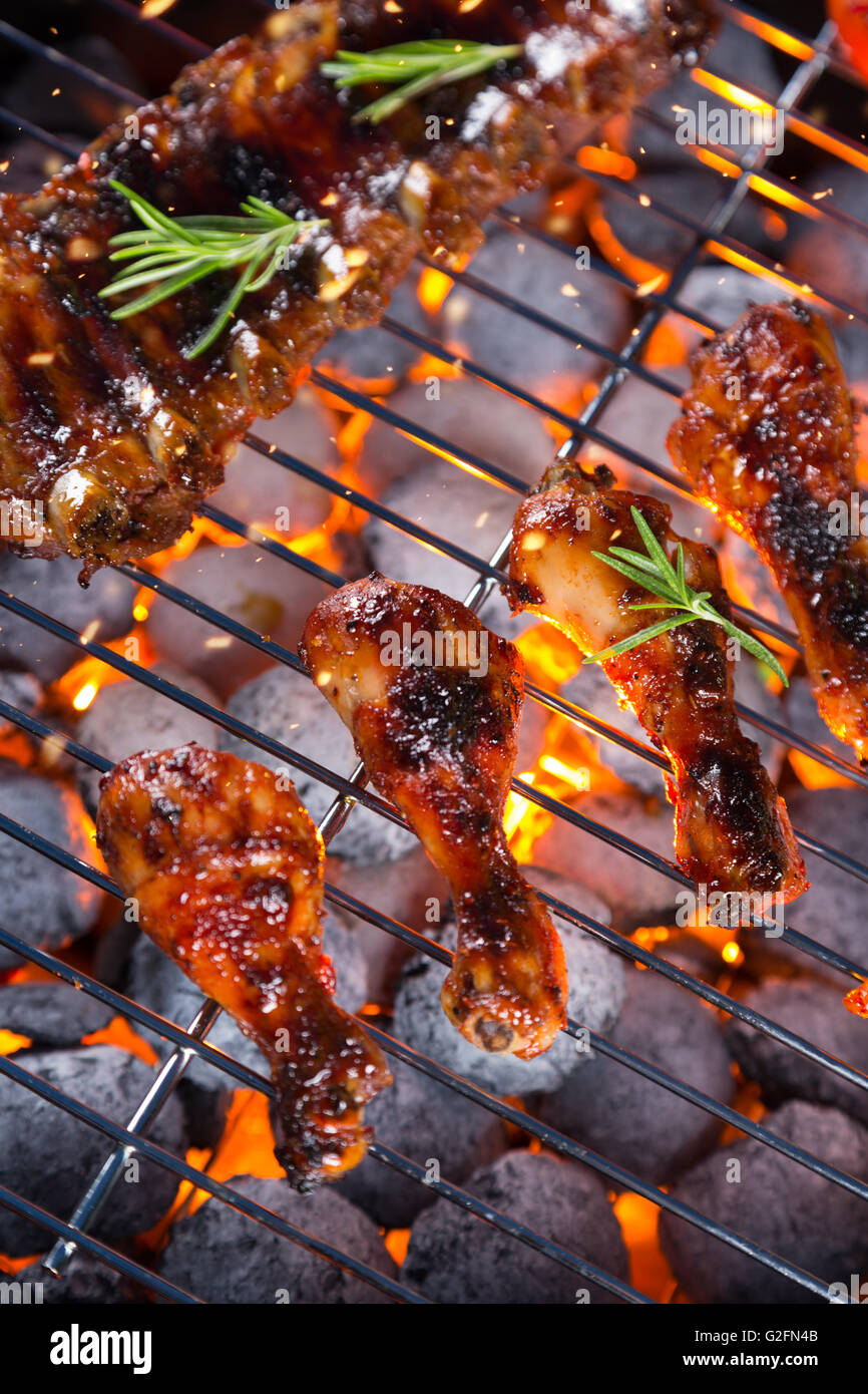 Close up bbq ribs chicken hi-res stock photography and images - Alamy