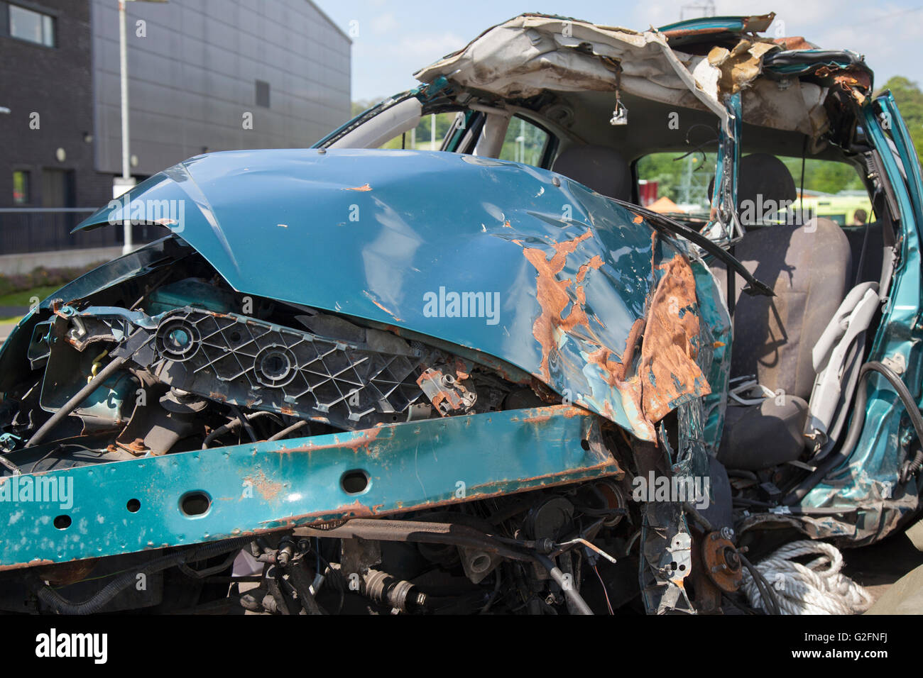 Crashed, crushed, pranged, damaged , wrecked Ford Focus at the Pendle ...