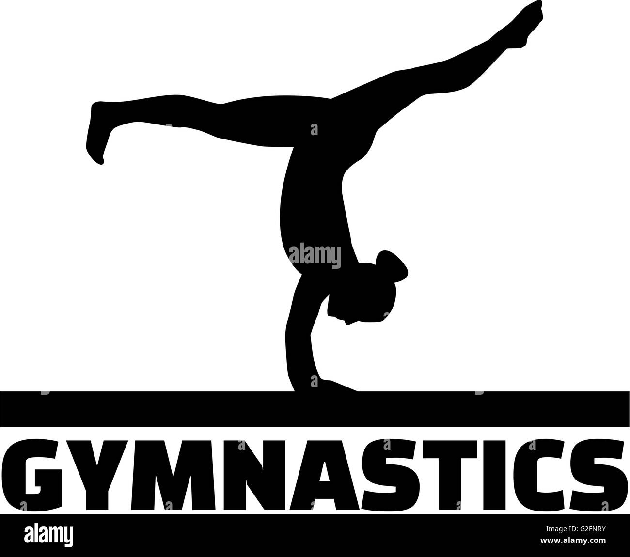 Gymnastics word with gymnast at balance beam Stock Photo - Alamy