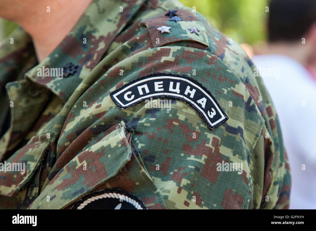 Chevron on the sleeve uniforms officer of the russian special forces ...