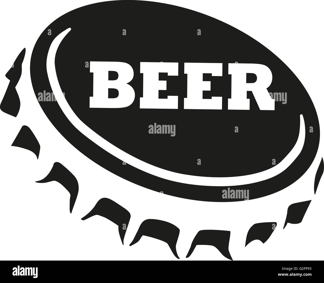 Beer cap with beer word Stock Photo - Alamy