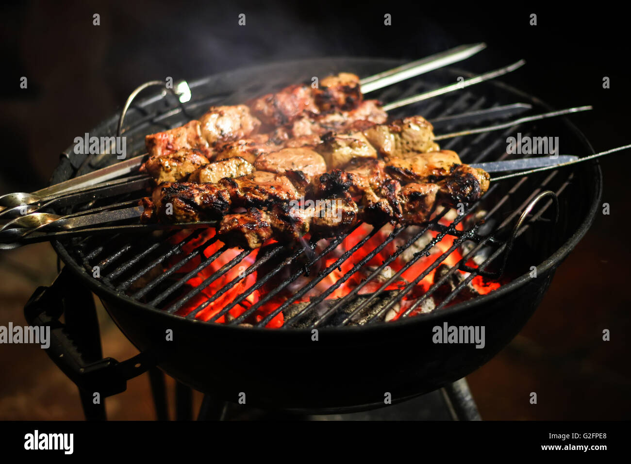 grilled meat on barbecue Stock Photo - Alamy