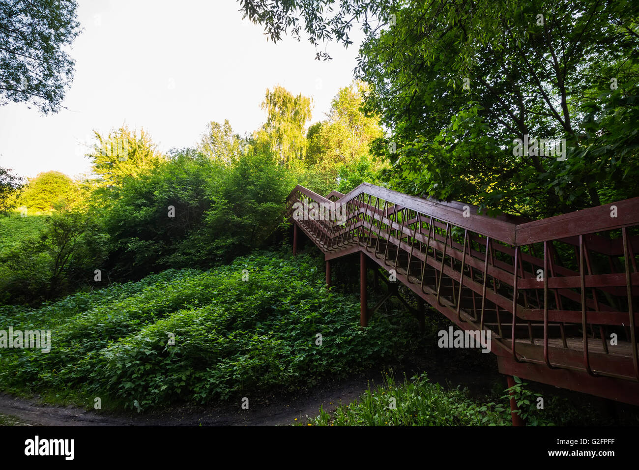 wooden pedestrian bridge Stock Photo - Alamy
