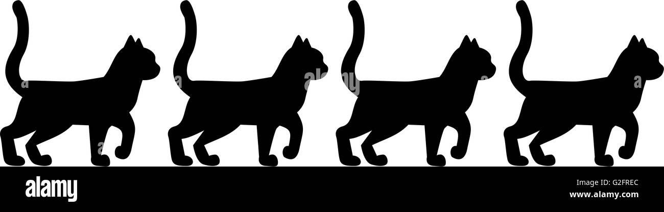 Row of walking cats Stock Photo - Alamy