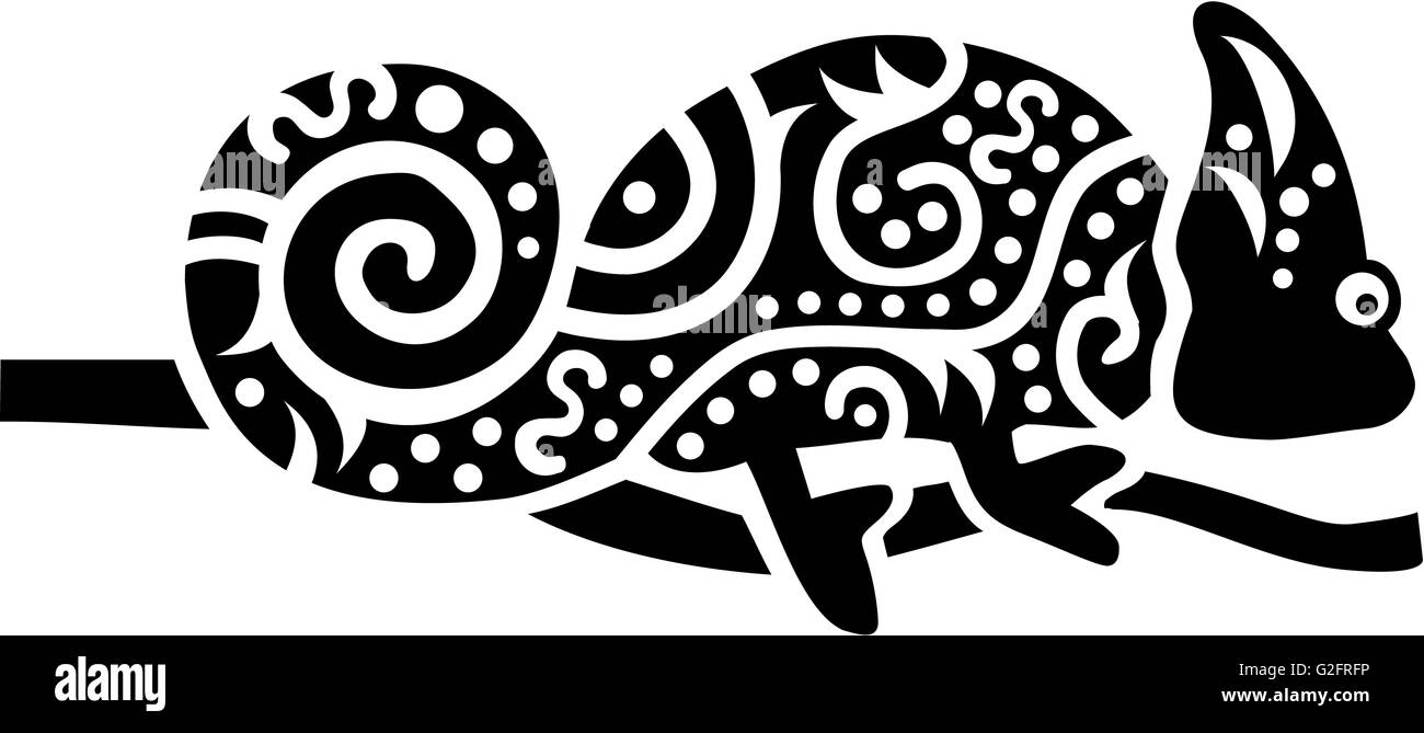 Chameleon with ethno pattern Stock Photo - Alamy