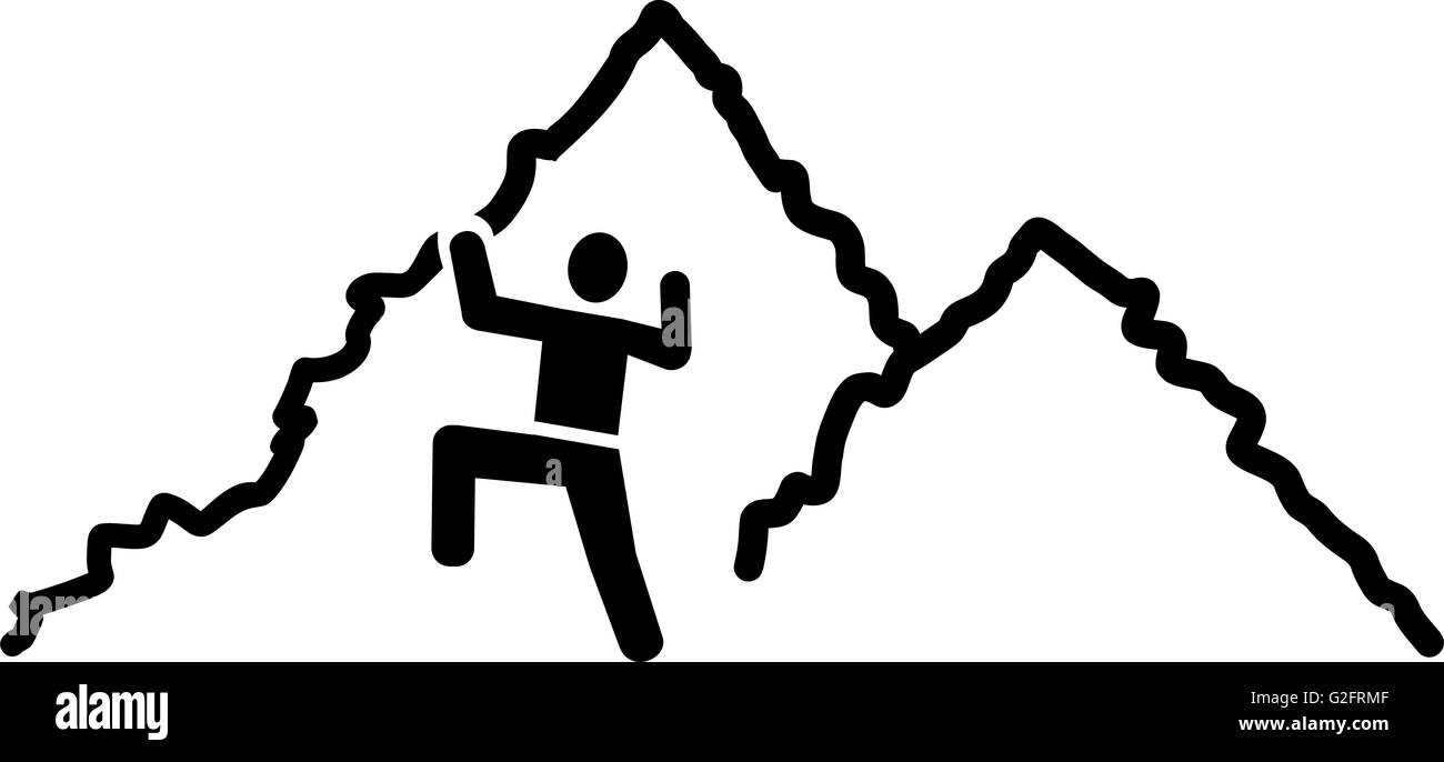 Rock climbing logo man climb Black and White Stock Photos & Images - Alamy