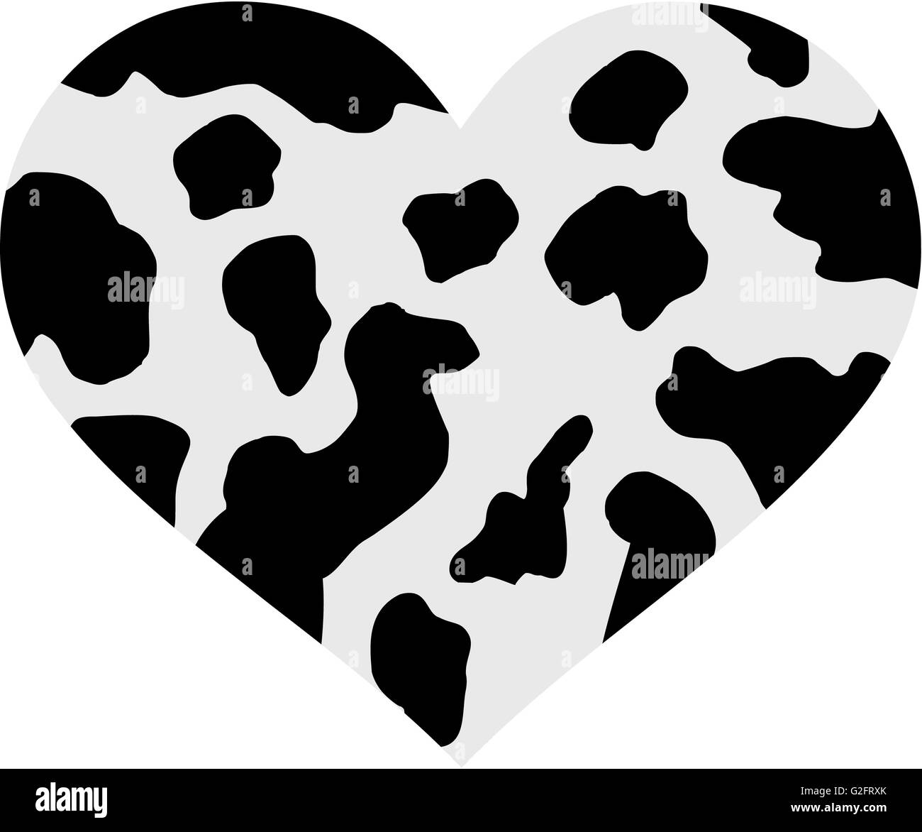 Heart with cow pattern two colors Stock Photo - Alamy