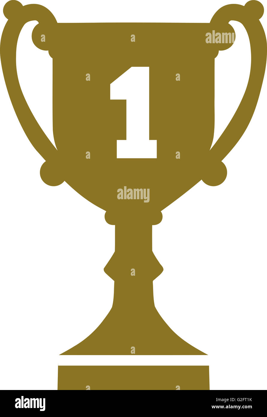 Golden trophy with number one Stock Photo - Alamy