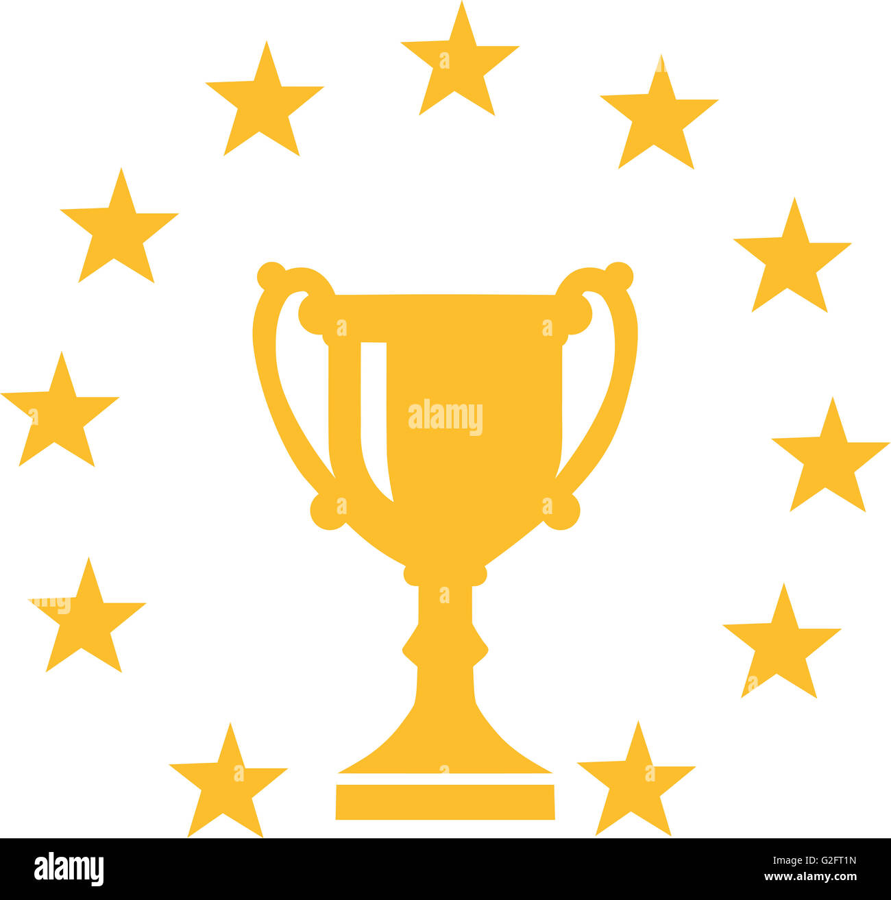 Gold trophy with stars around it Stock Photo - Alamy