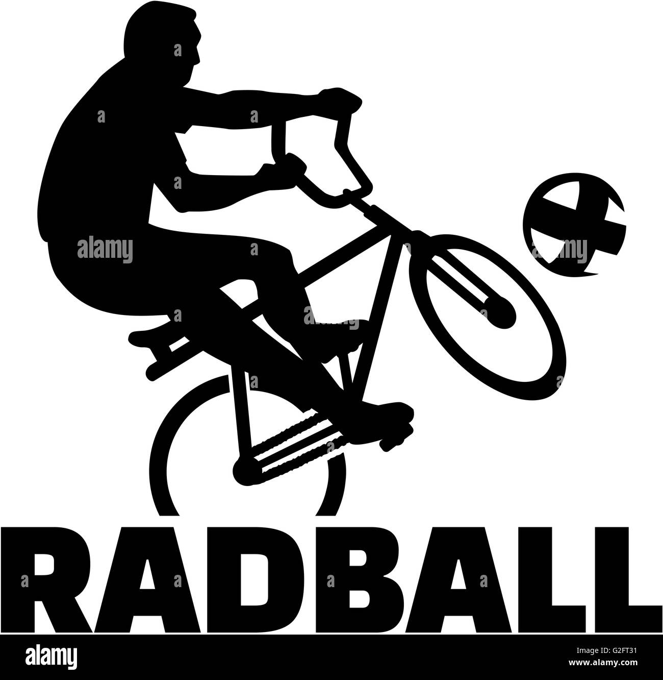 Cycle ball player on bike with radball Stock Photo - Alamy