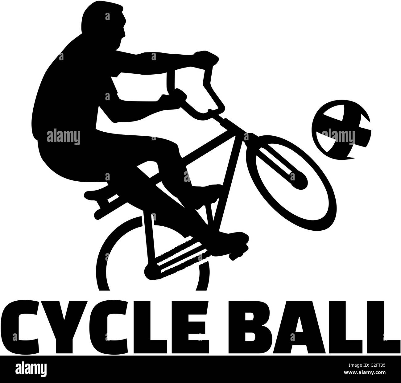 Cycle ball player on bike with word Stock Photo - Alamy