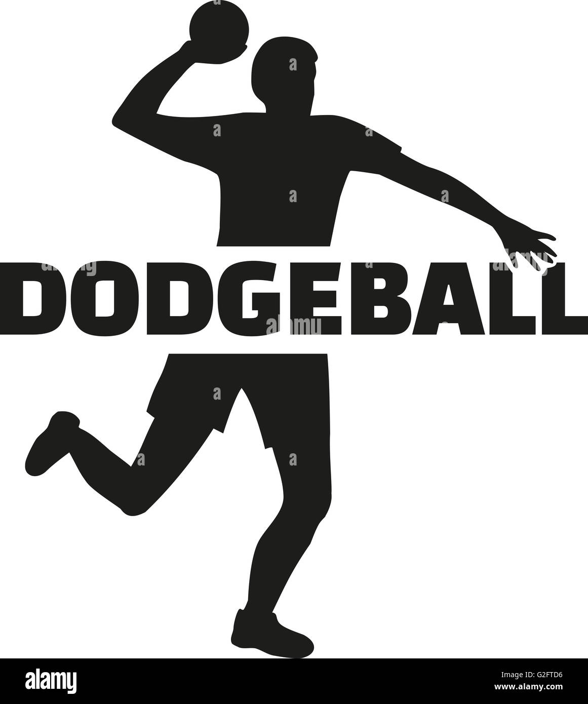 Dodgeball player with word Stock Photo - Alamy