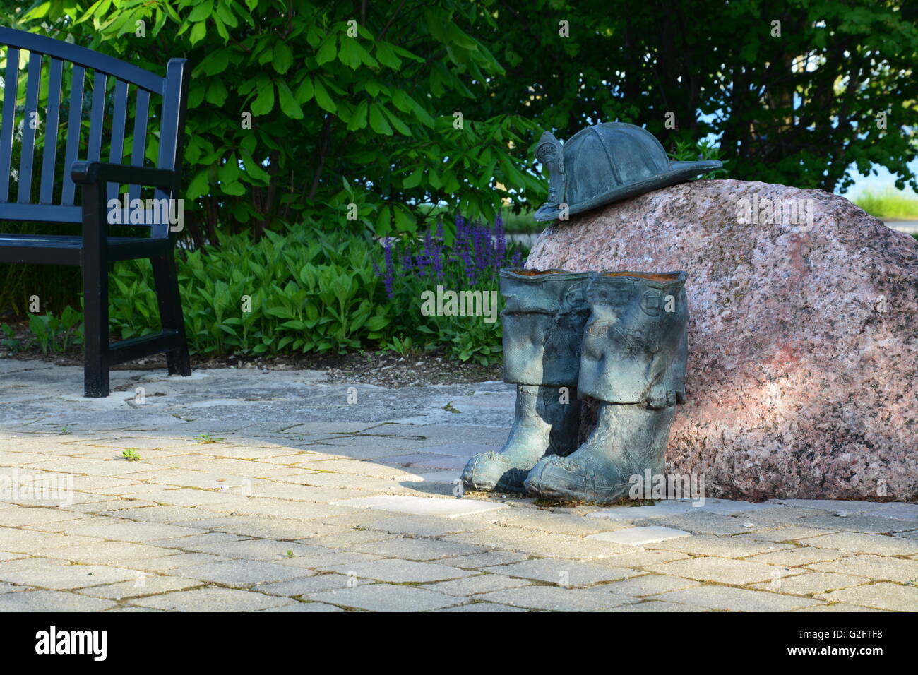 Bronze boots and hat at the Chicago Fire Department fallen firefighter ...