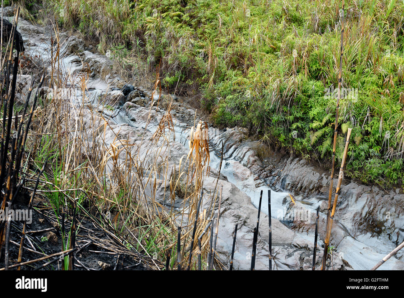 Old lava flow from Tompaluan crater. Lokon-Empung volcano. Tomohon ...