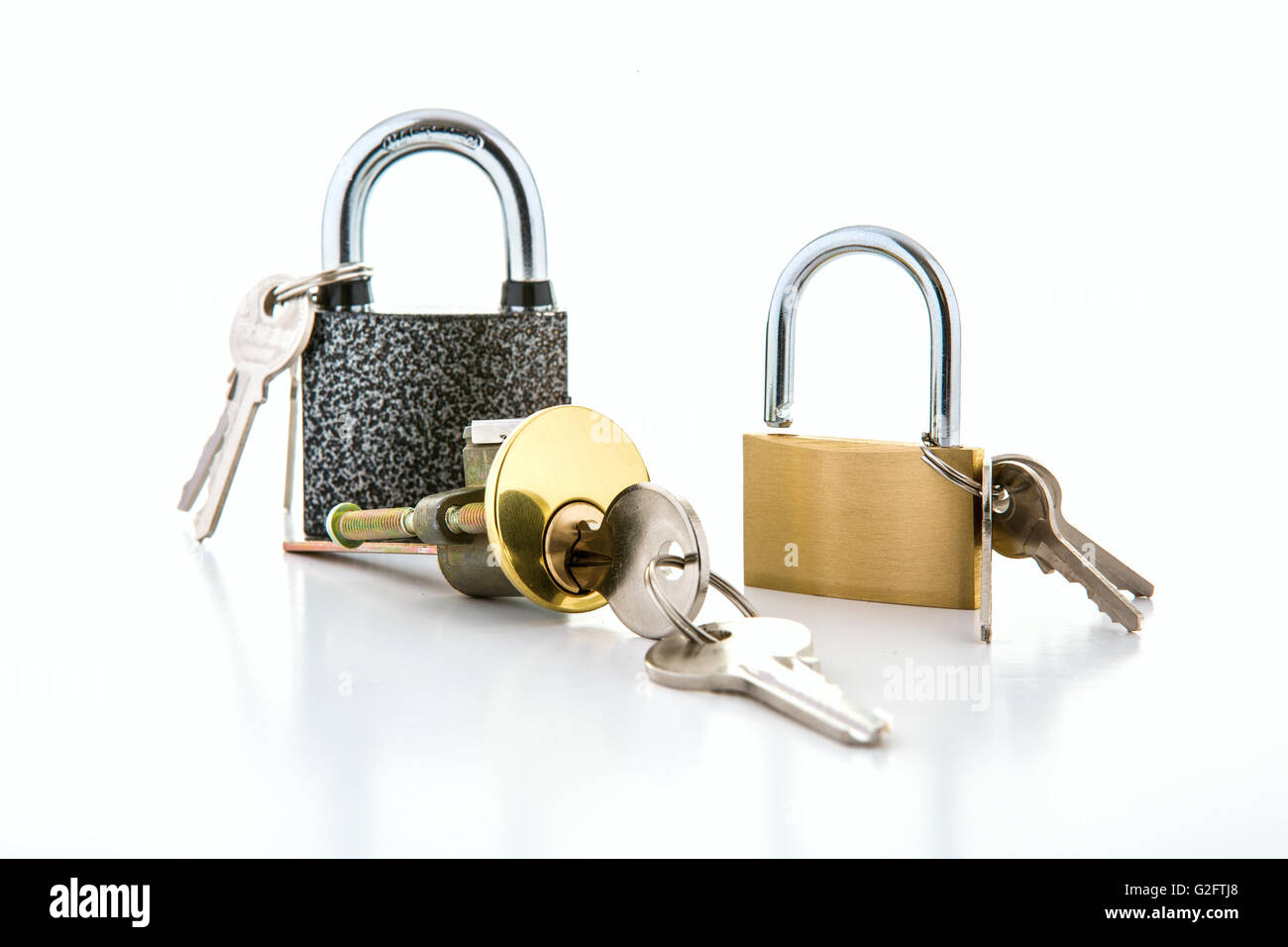 Collection of Locks on a white background Stock Photo - Alamy