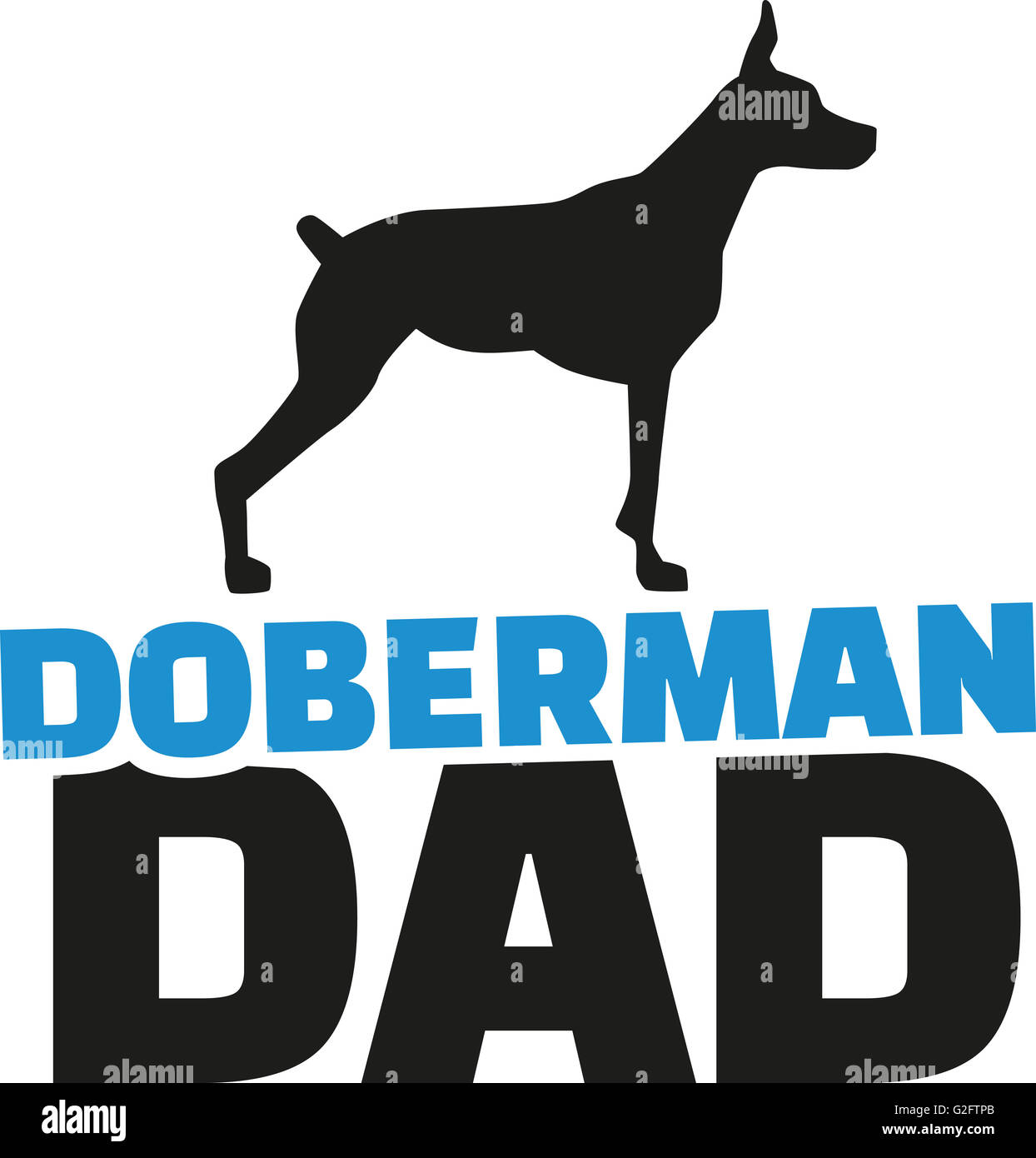 Doberman dad with dog silhouette Stock Photo - Alamy