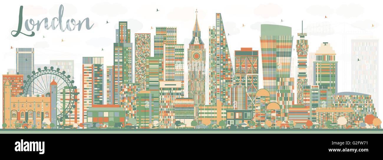 London Skyline Color Drawing