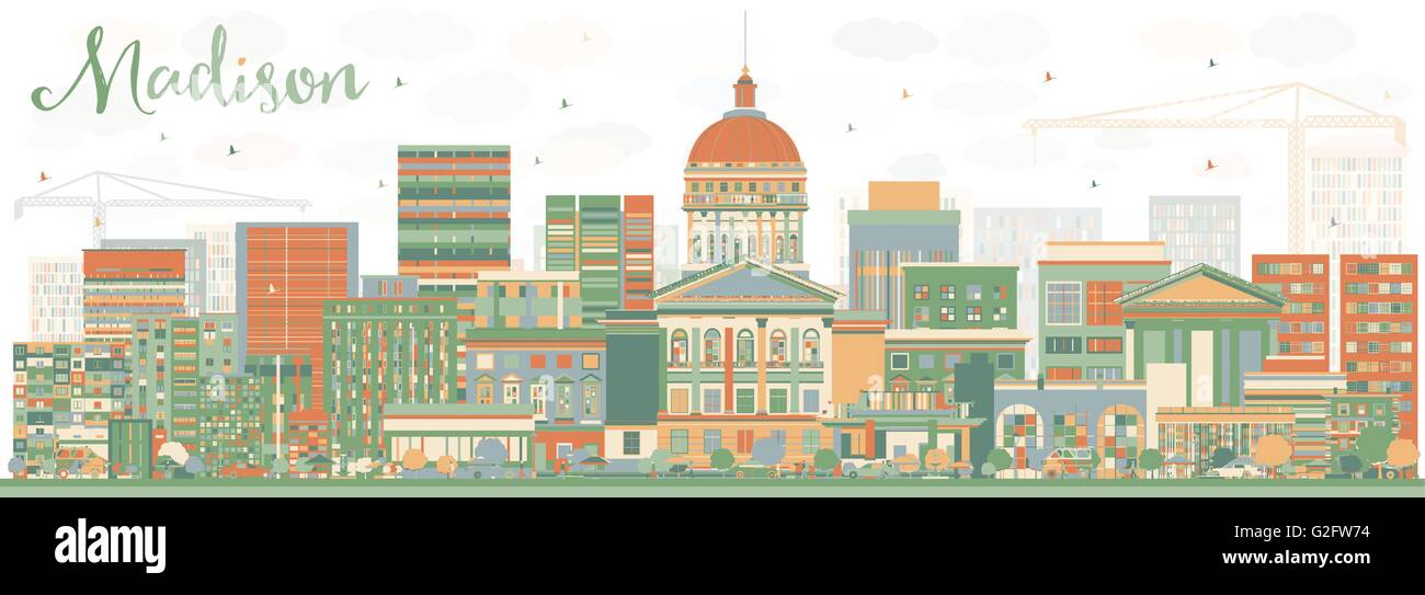 Abstract Madison Skyline with Color Buildings. Vector Illustration ...
