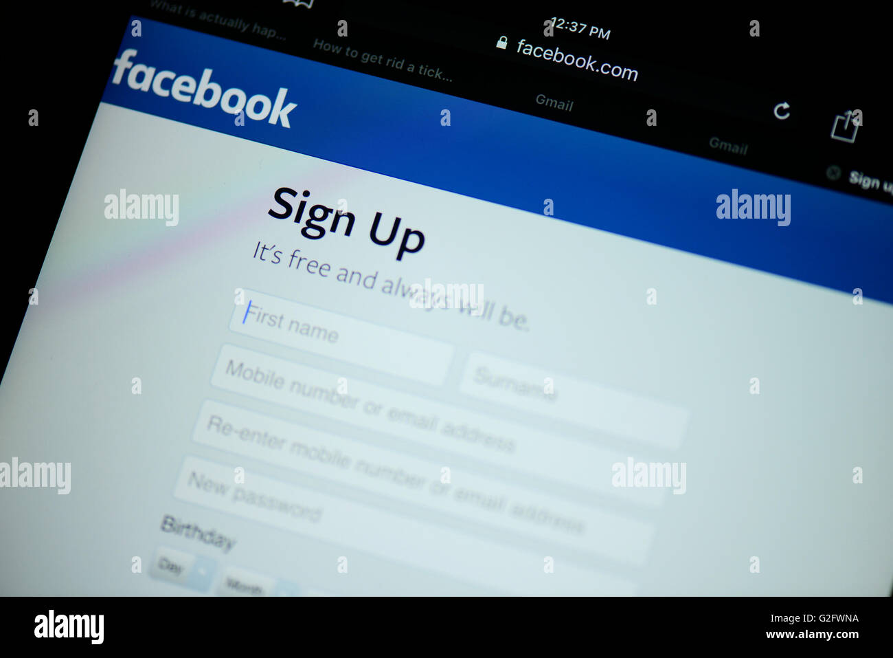 Internet explorer Browser showing Facebook home page logo displayed on ...