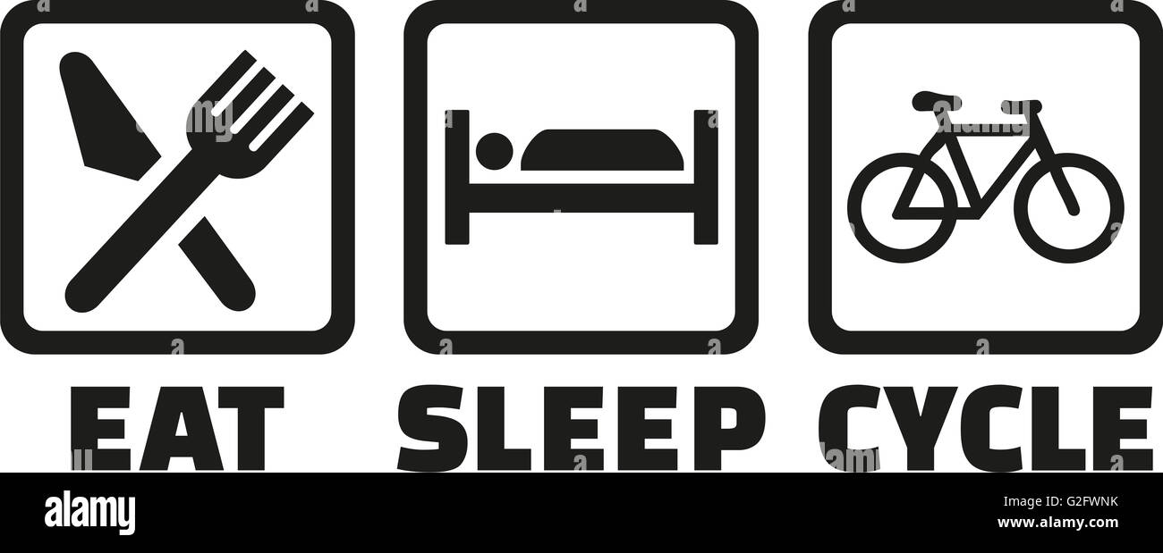 Eat sleep cycle Stock Photo - Alamy